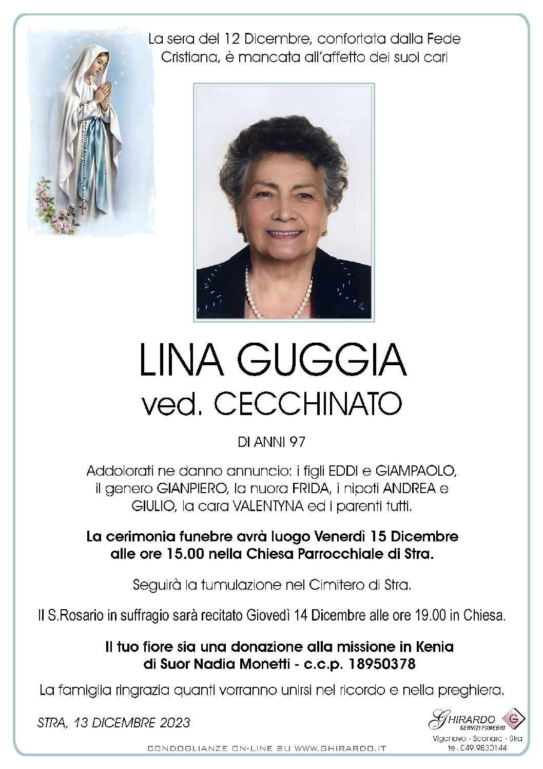 GUGGIA LINA ved. CECCHINATO – Ghirardo