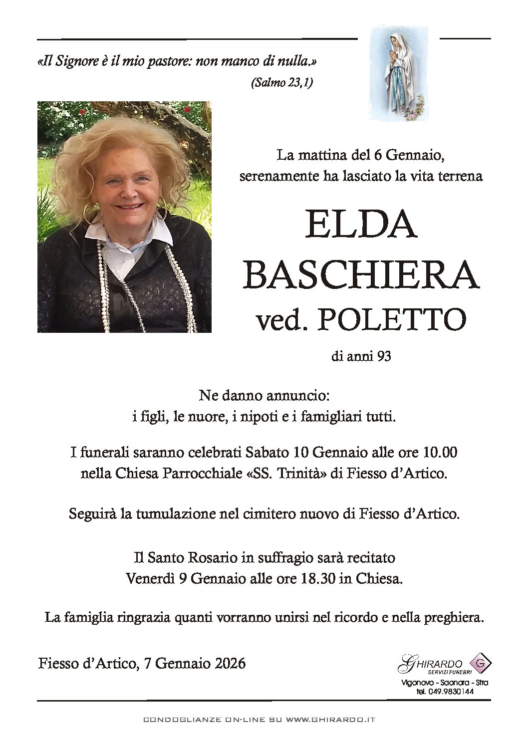 BASCHIERA ELDA ved. POLETTO – Ghirardo